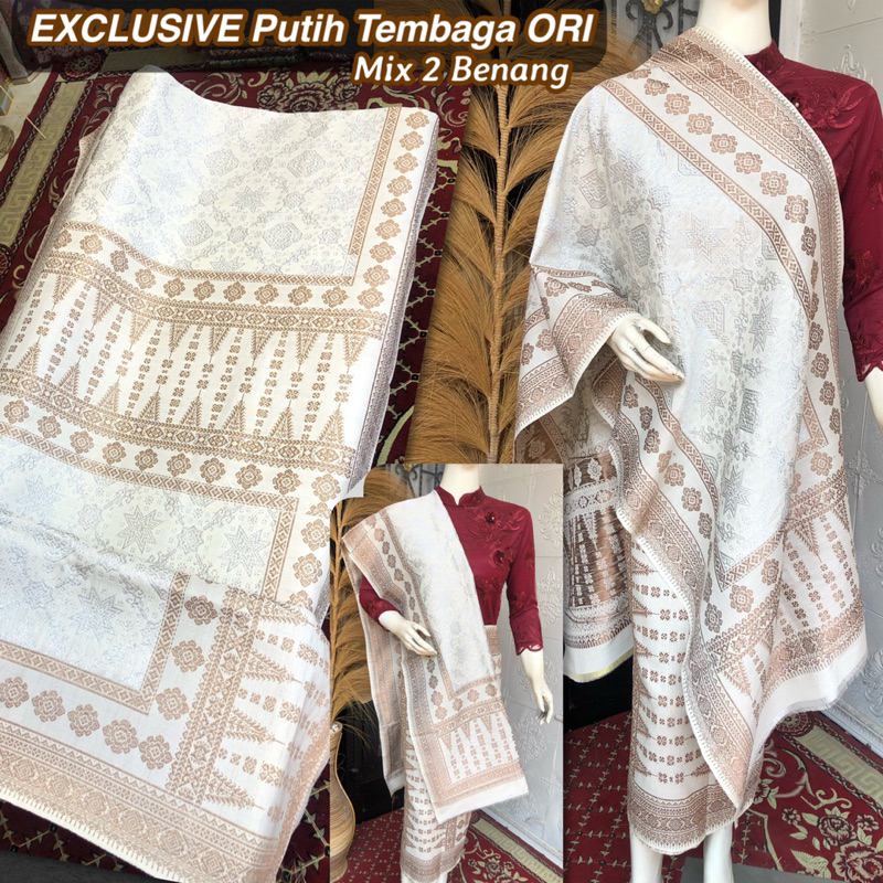 Jual EXCLUSIVE Songket Putih Tembaga Mix ORI /Songket tenun palembang ...