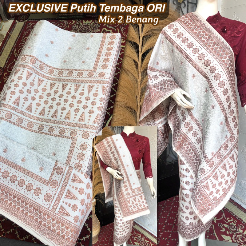 Jual EXCLUSIVE Songket Putih Tembaga Mix ORI /Songket tenun palembang ...
