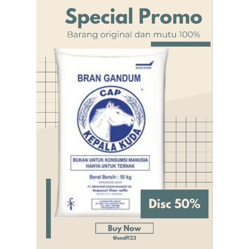 Jual Pakan Hewan Bran Polar Cap Kepala Kuda bergizi, pollar Bran Gandum ...