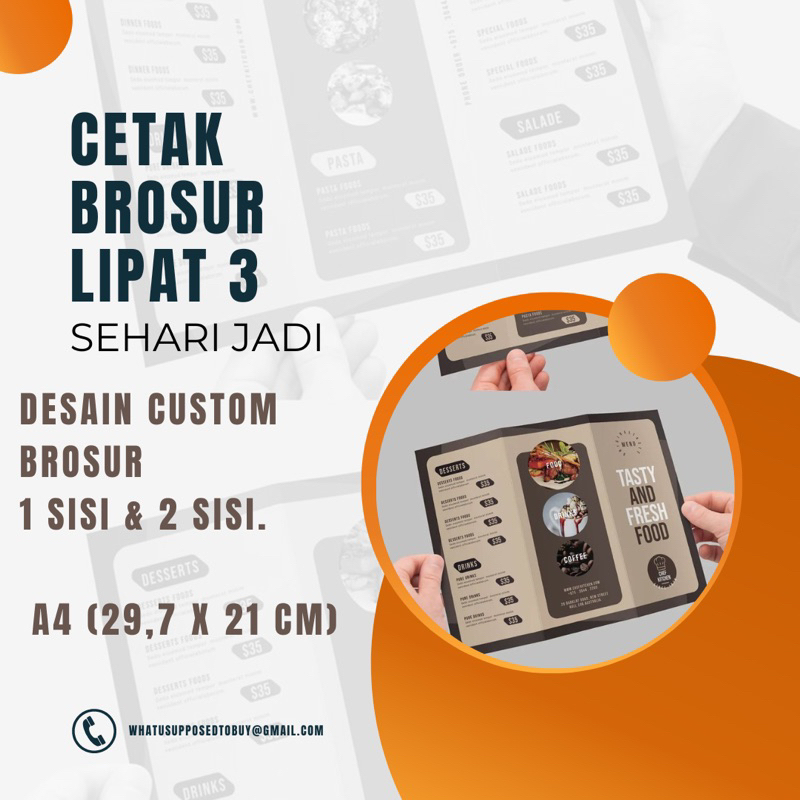 Jual Cetak Leaflet Custom Brosur Lipat 3 Digital Printing Full Colour | Shopee Indonesia