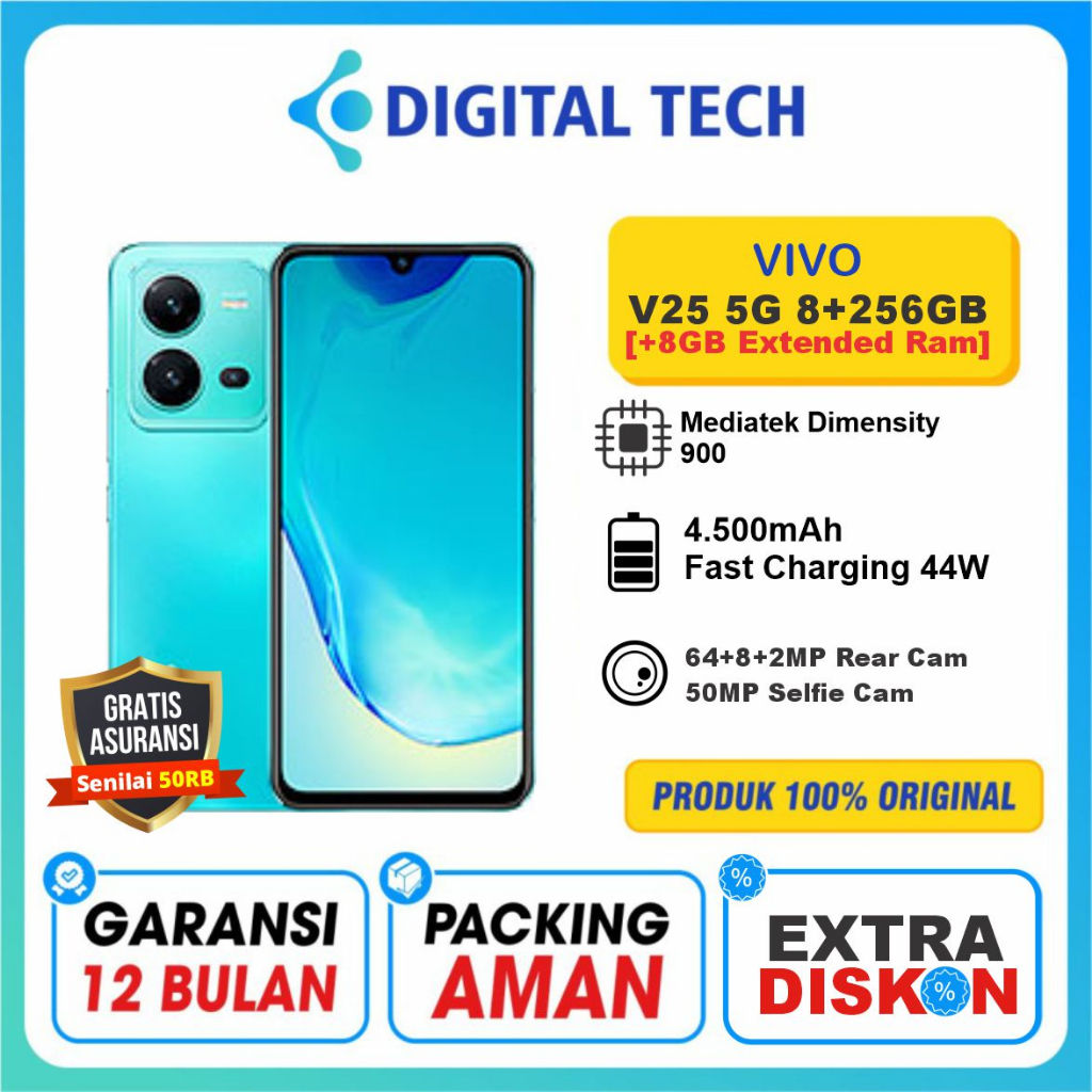 Jual Vivo V25 5G 8/256GB [+8GB Extended RAM] Garansi Resmi 1 Tahun | Shopee Indonesia