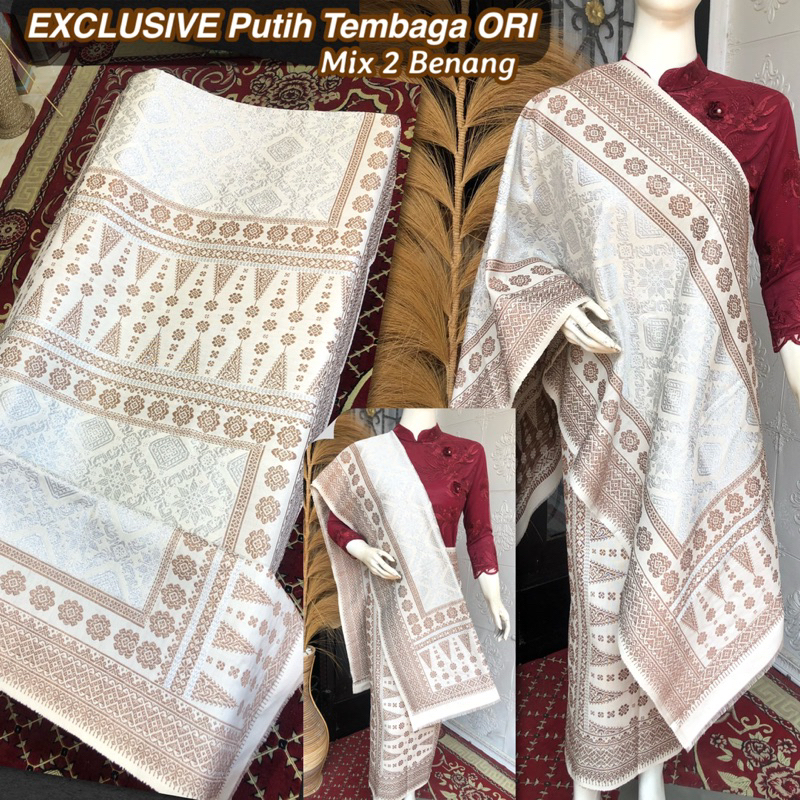 Jual EXCLUSIVE Songket Putih Tembaga Mix ORI /Songket tenun palembang ...