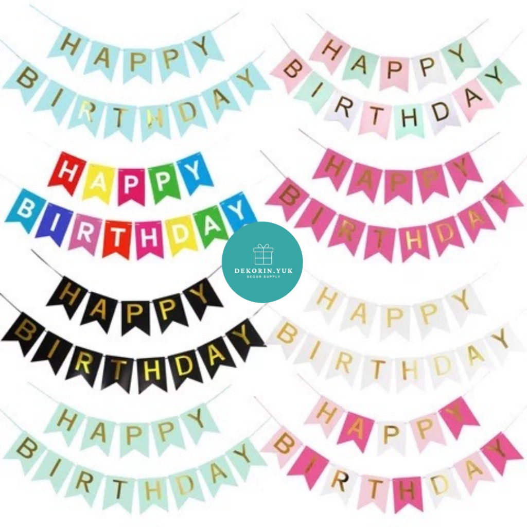 Jual BUNTING FLAG HAPPY BIRTHDAY banner happy birthday tulisan ulang ...