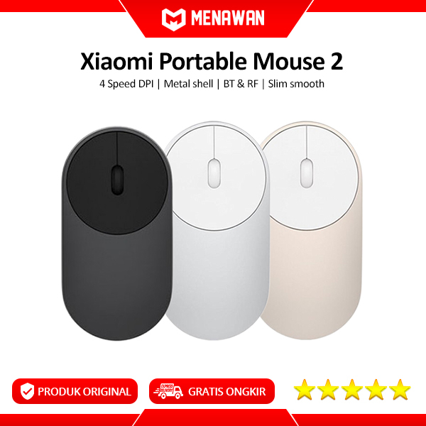Jual Xiaomi Mi Portable Mouse 2 Aluminum Wireless & Bluetooth Mice ...