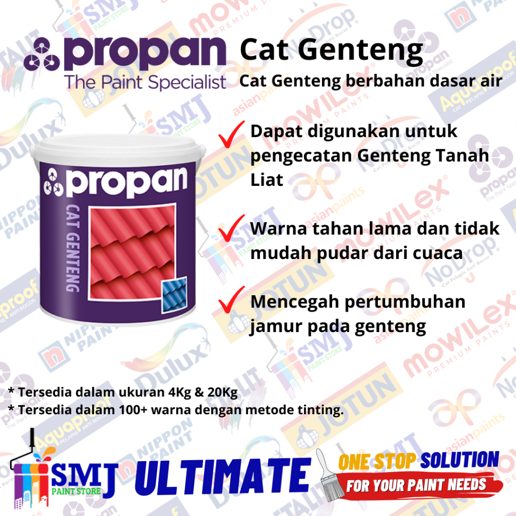 Jual Cat Genteng, Atap, Roof Tile PROPAN Warna Tinting 4kg | Shopee ...