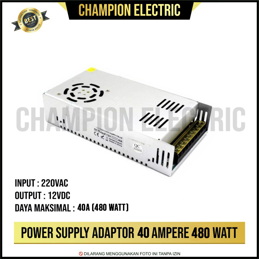Jual Adaptor Power Supply 12V 40A Switching LED Trafo 40 Ampere ...