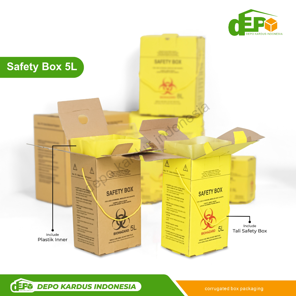 Jual SAFETY BOX 5 LITER I BIOHAZARD I SAMPAH MEDIS I SAFETYBOX I 5LITER ...