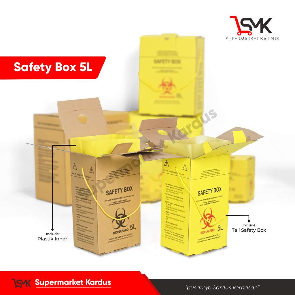 Jual SAFETY BOX 5 Liter Sampah Medis/Safetybox/Alkes/BioHazard/Kardus ...