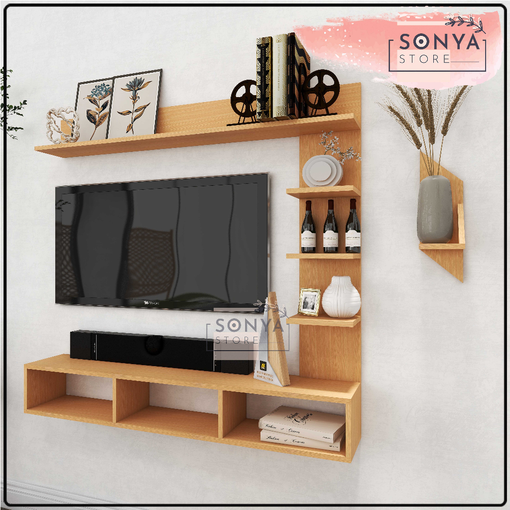 Jual Rak Tv Dinding Minimalis Dekorasi Ruangan Ruang Tamu Serbaguna ...