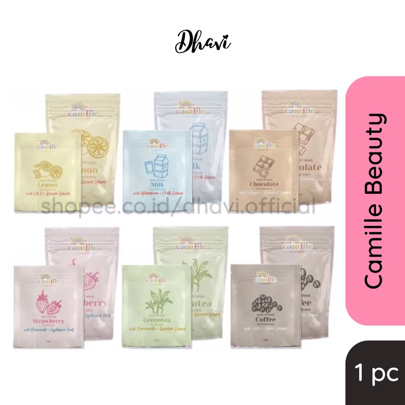 Jual CAMILLE Beauty Masker Wajah Wash Off Mask Beaute Milk Lemon Coffee Greentea Strawberry ...
