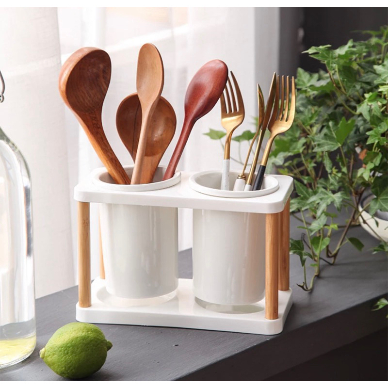 Jual Tempat sendok garpu aesthetic / wadah sendok estetik / tempat ...