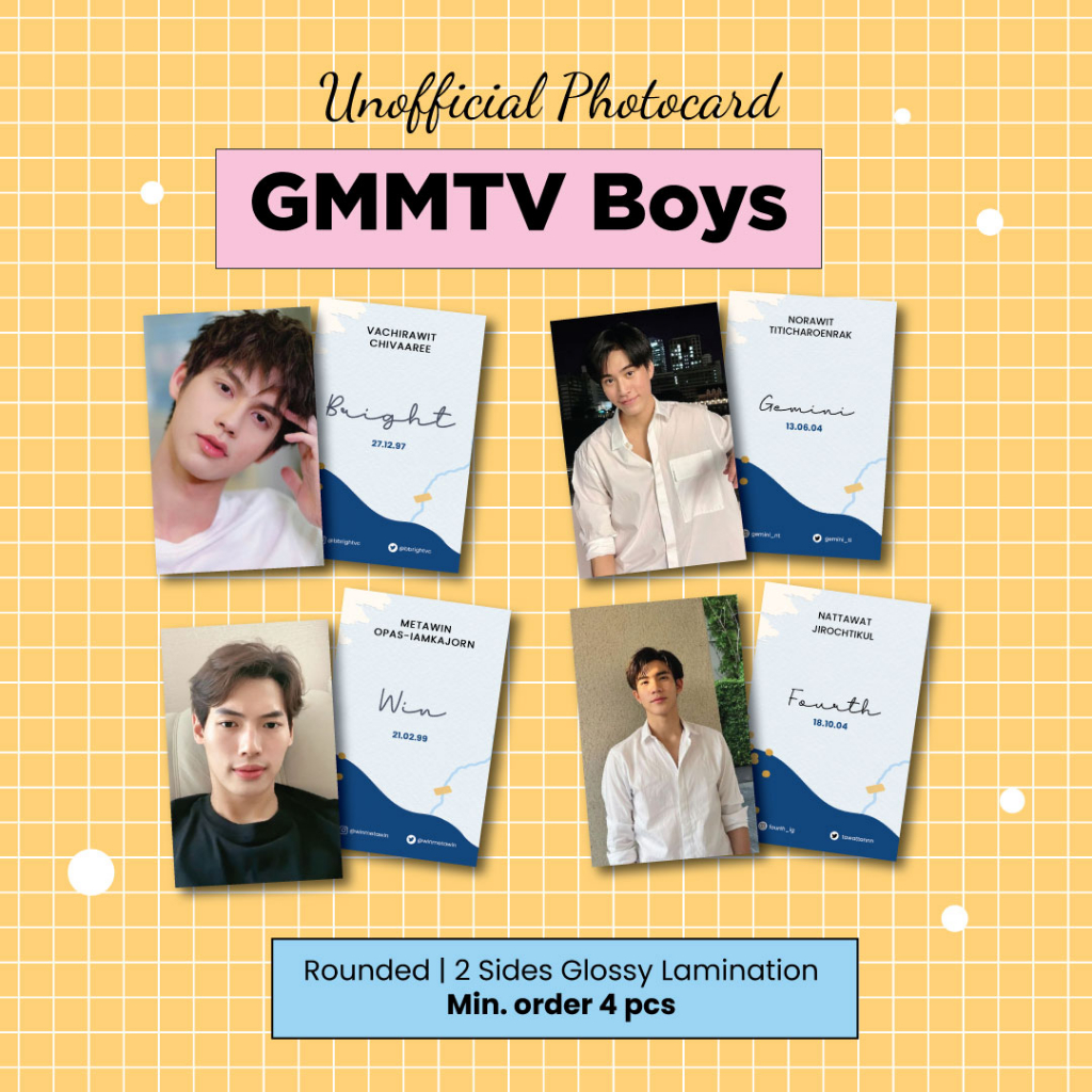 Jual GMMTV Boys Photocard (Update Aktor) 2 Sisi Thailand Nanon Gemini ...