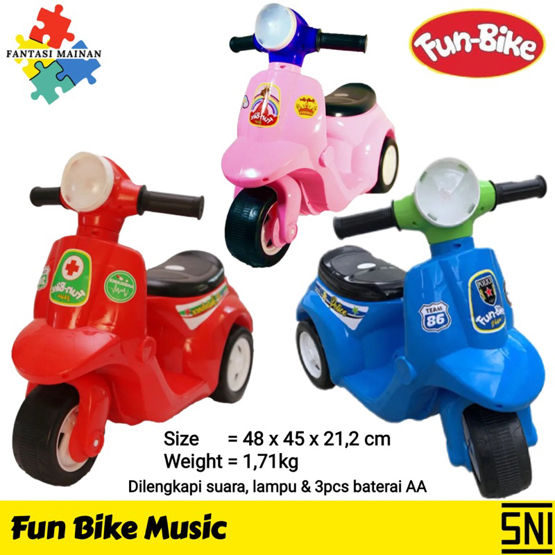Jual Funbike Mainan motor vespa anak roda 3 musik dan lampu motor ...