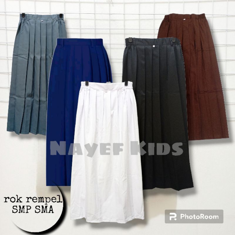 Jual Rok Rempel Panjang Sekolah SMP SMA Seragam Sekolah SMA Biru SMA Abu Dan Hitam Putih Coklat ...