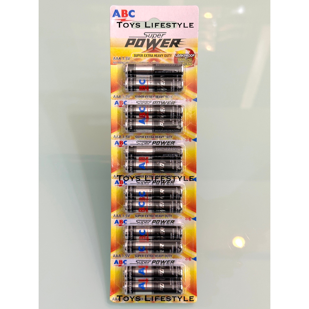 Jual Batu Baterai ABC Hitam Super Extra Heavy Duty AAA / A3 Battery 1 ...