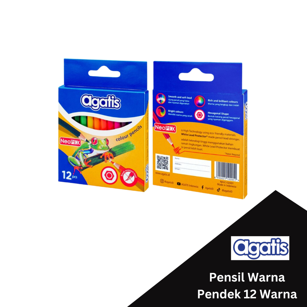 Jual Agatis Colour Pencil Neopex Hexagonal Pendek 12 Warna /PENSIL ...