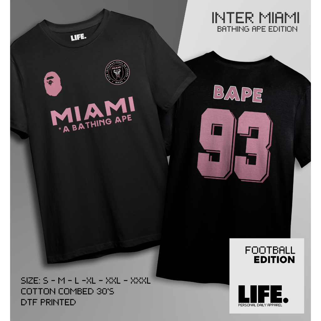 Jual Kaos BAPE 93 Bathing Ape Inter Miami Sepak Bola Messi Beckham ...
