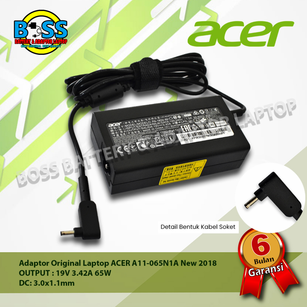 Jual Adaptor Charger Original Acer A11-065N1A 19V - 3.42A 65W DC 3.0x1.1mm | Shopee Indonesia