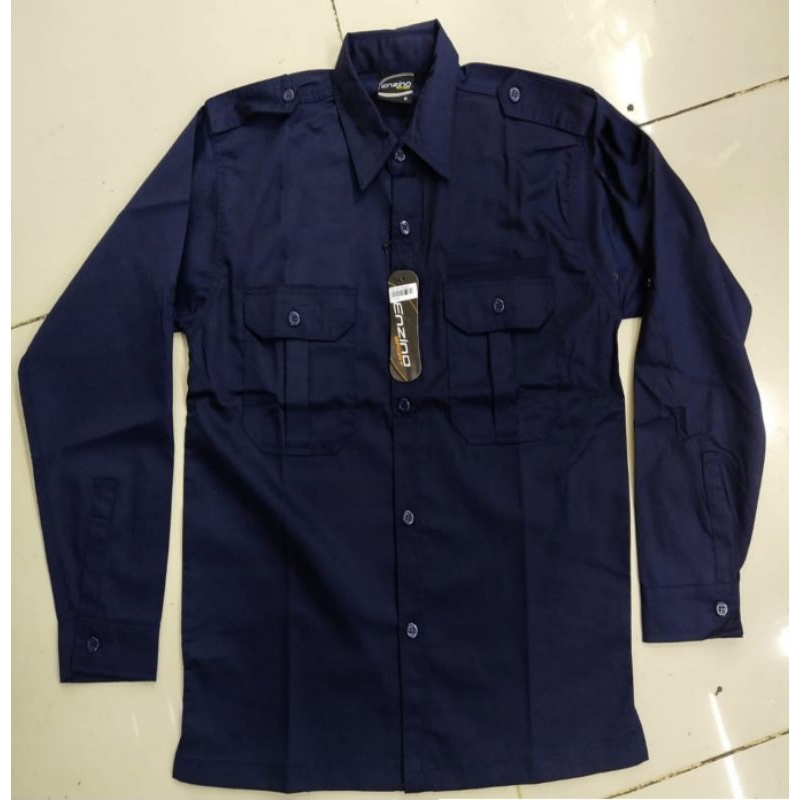 Jual Kemeja Polos Seragam Polos Navy PDH Lengan Panjang Pria | Shopee ...