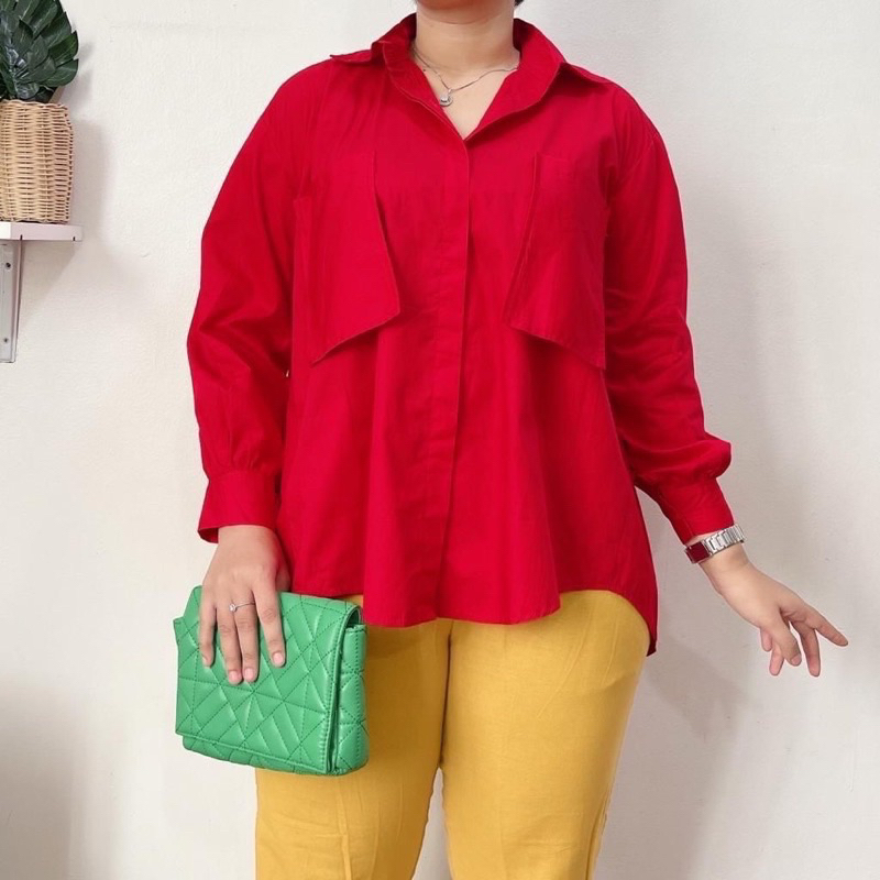 Jual Kemeja Wanita MERAH PUTIH EDISI 17 Agustus - Kemeja Wanita Kemerdekaan Tersedia ukuran L ...