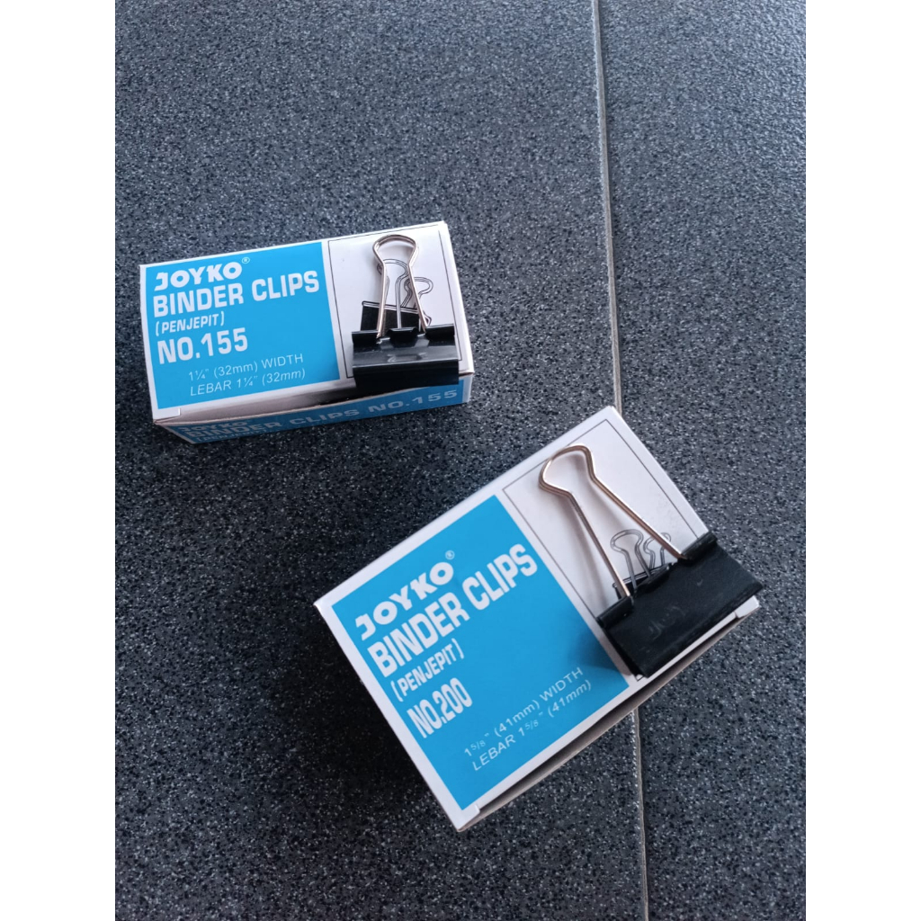 Jual BINDER CLIP PENJEPIT KERTAS HITAM LEBAR SEDANG MEREK JOYKO NO 155 ...