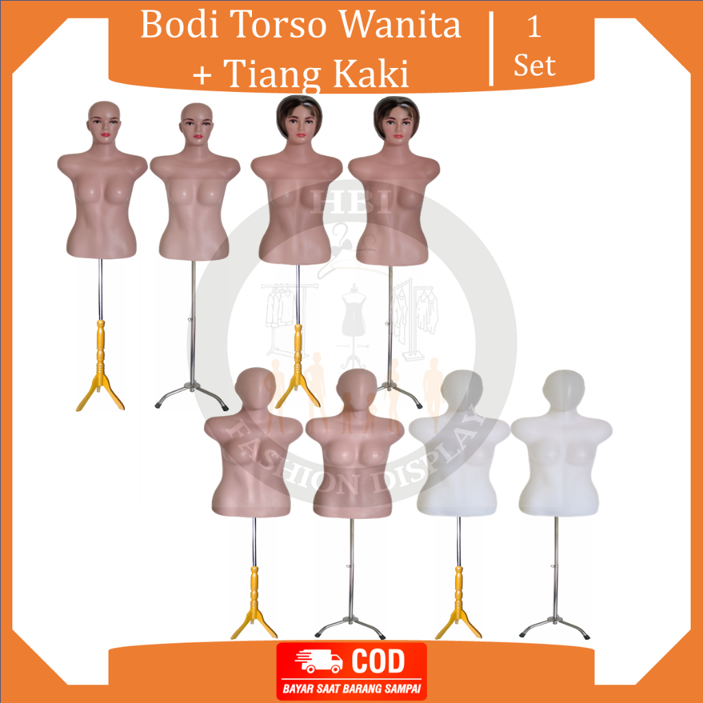 Jual Display Manekin Torso Wanita Dewasa + Tiang Kaki (Kayu & Besi ...
