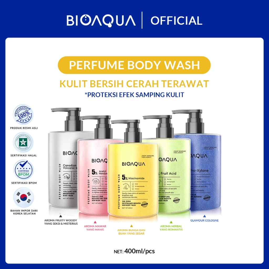 Jual BIOAQUA Body Wash 400ml - Smooth Skin | Pore Refining | Tender Skin | Brighten Skin | 24k ...