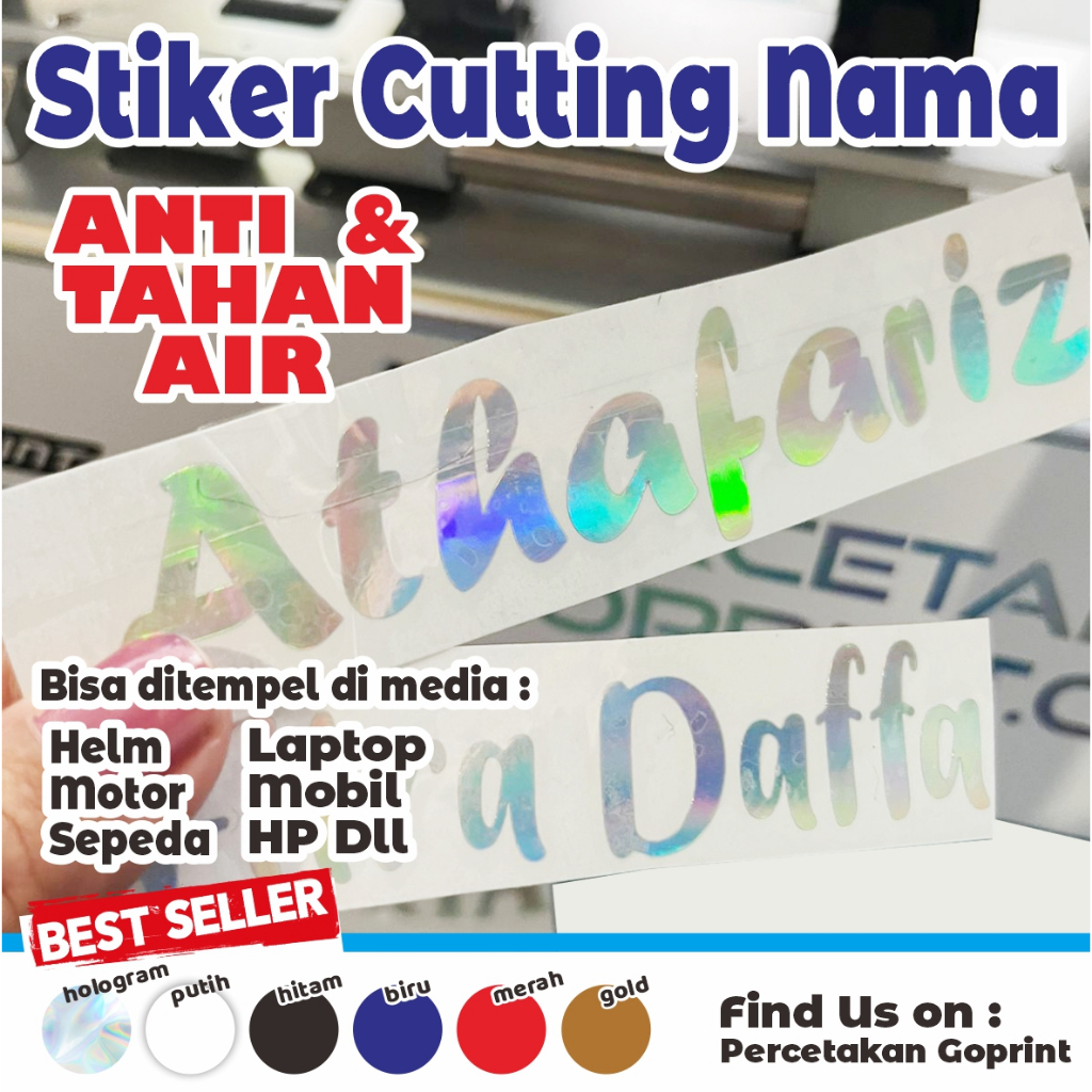 Jual Sticker Nama Masking / Decal / Anti Air / Anak / STIKER Cutting ...