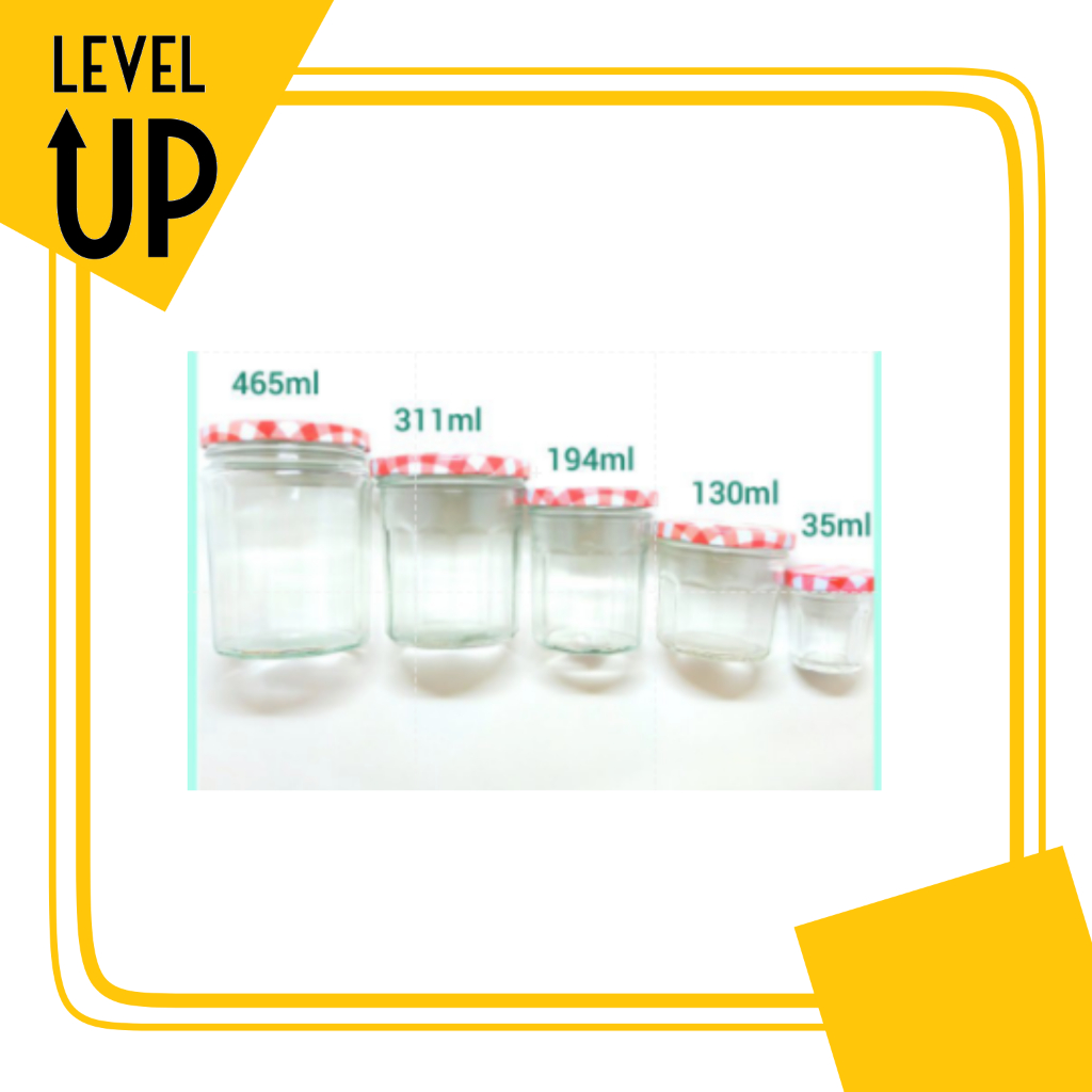 Jual BOTOL KACA / JAR SELAI BENING TUTUP MERAH | Shopee Indonesia