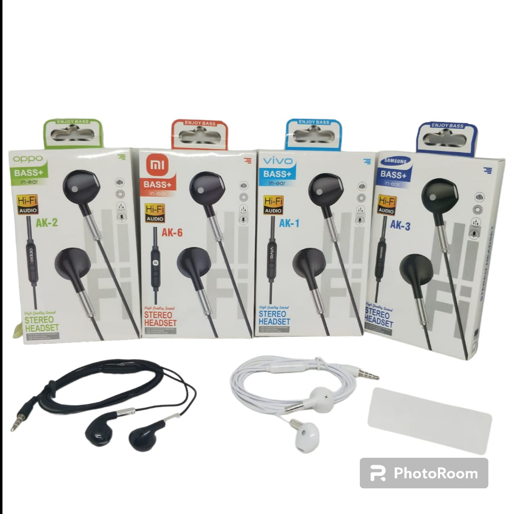 Jual Handsfree Headset Earphone AK-1,AK-2,AK-3,AK-6 Stereo ExtraBass ...