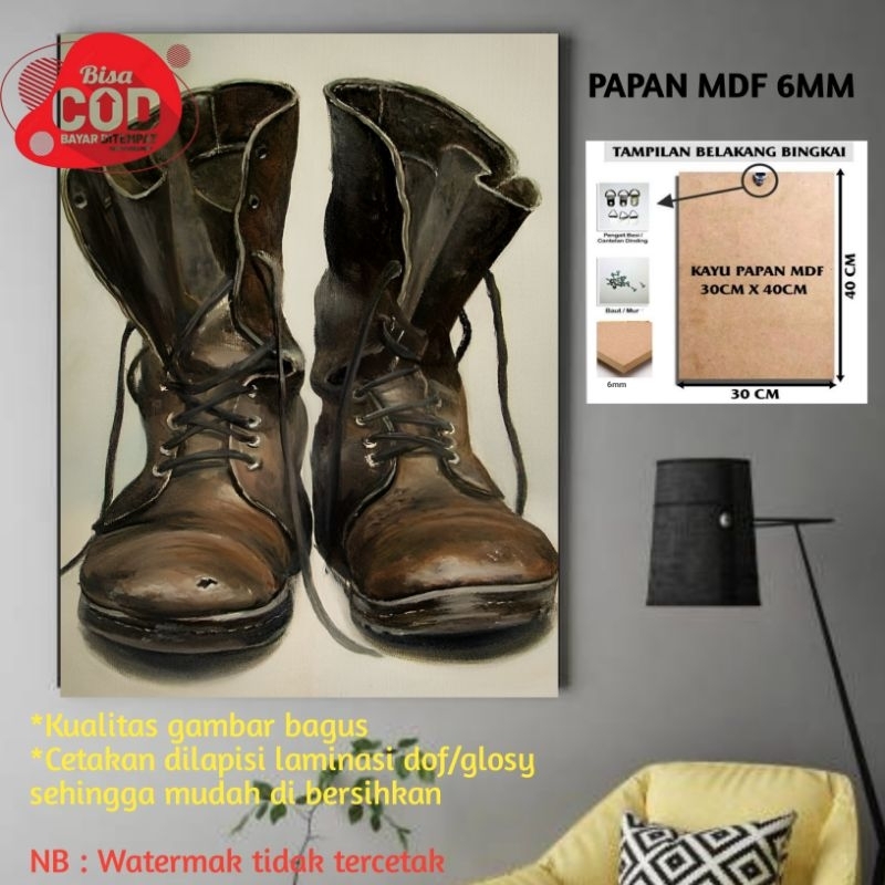 Jual Poster sepatu boot butut untuk hiasan dinding atau wall dekor ...