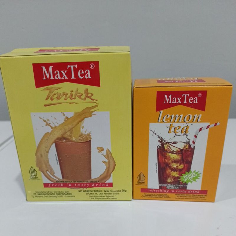 Jual Max Tea Tarik & Max Tea Lemon Tea 125gr (25gr x 5sachet) | Shopee ...