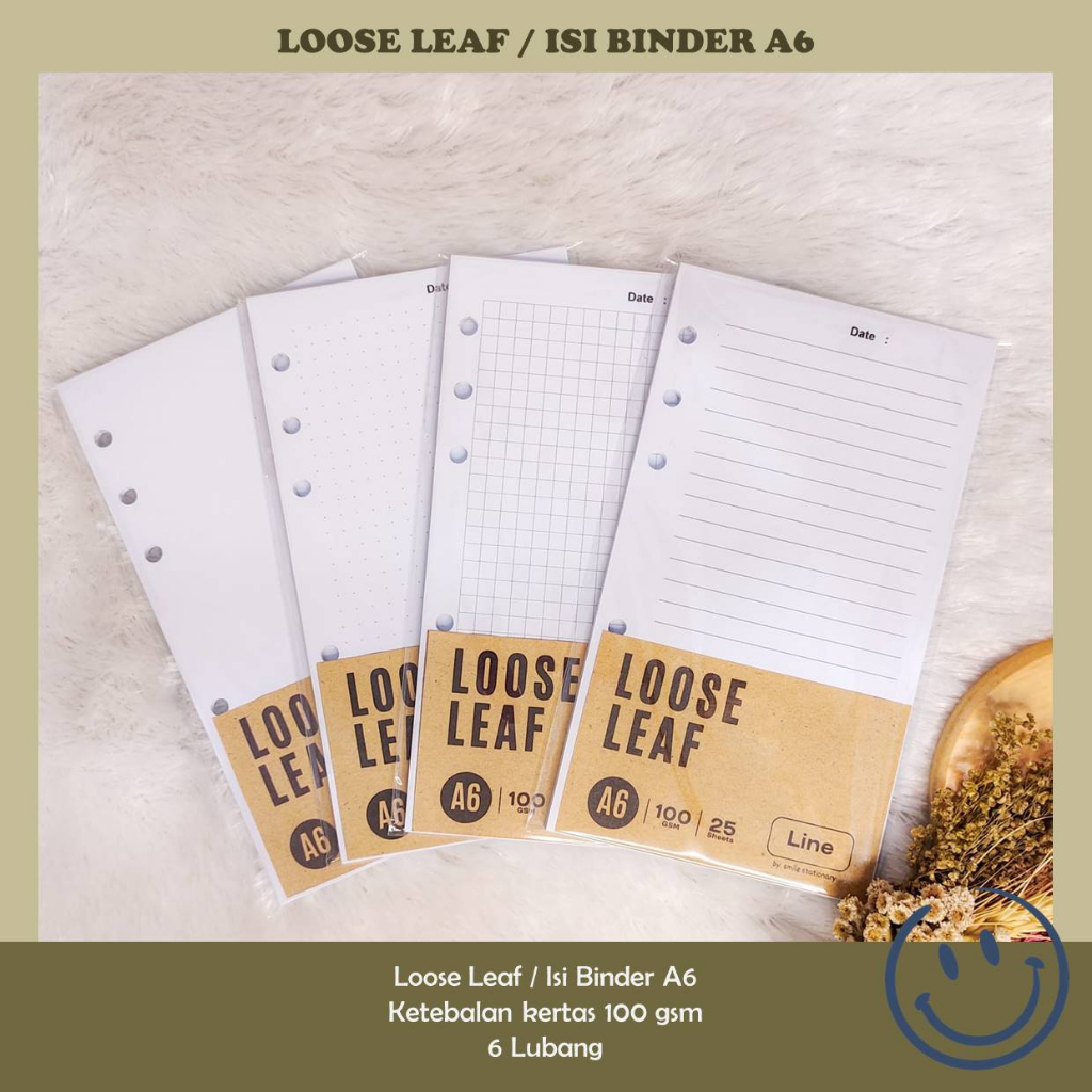 Jual LOOSE LEAF ISI KERTAS FILE BINDER PUTIH A6 LINE GRID DOTS BLANK l ...