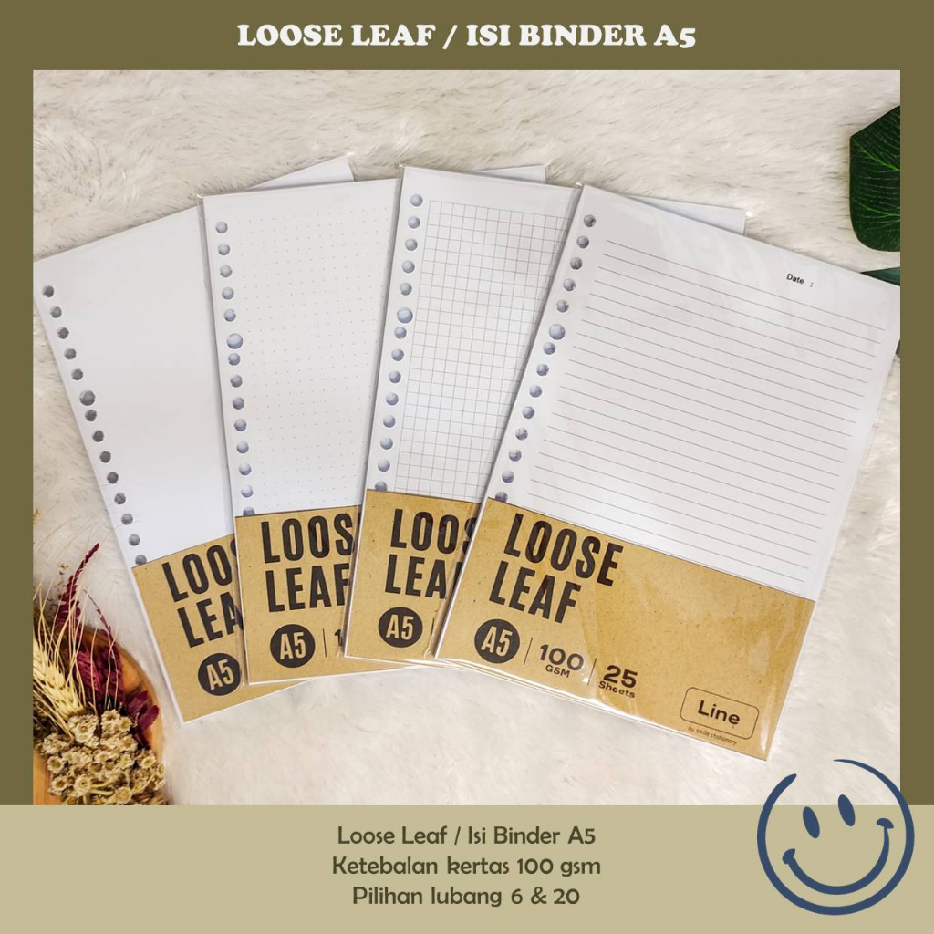 Jual LOOSE LEAF REFILL BINDER ISI KERTAS FILE BUKU NOTEBOOK PUTIH A5 LINE GRID DOTS BLANK l ...