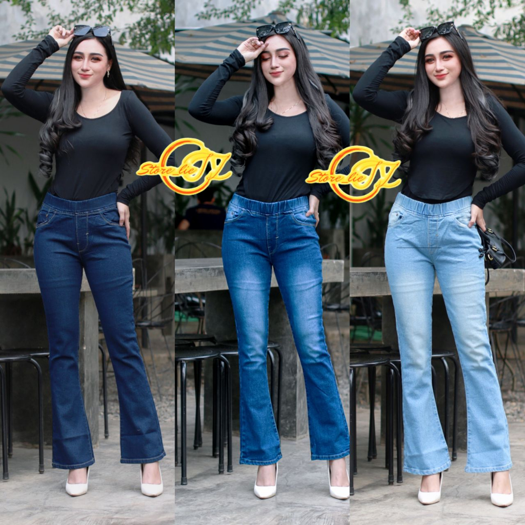 Jual Cutbray Jeans Celana Jeans Wanita Cutbray Pinggang Full Karet ...