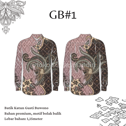 Jual [GB1] ½ meter Batik Katun Gusti Buwono Motif Burung Batik Keluarga Wisuda Tunangan Akad ...