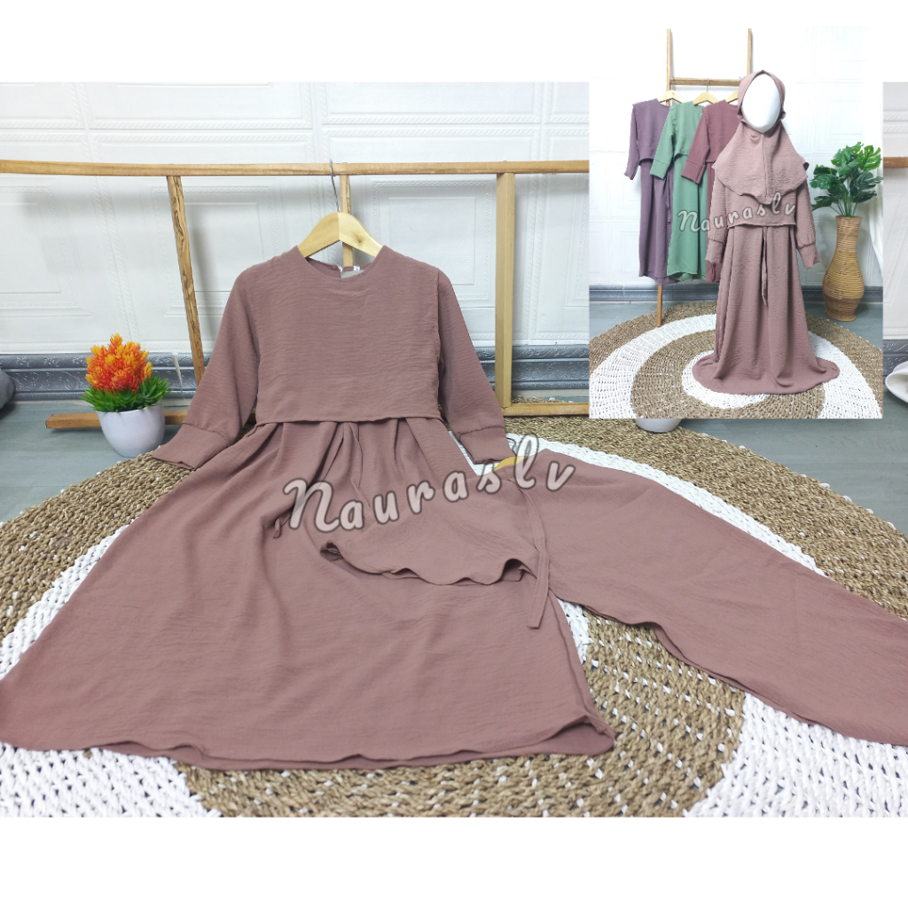 Jual Gamis anak perempuan bahan crinkle airflow model rompi serut ...