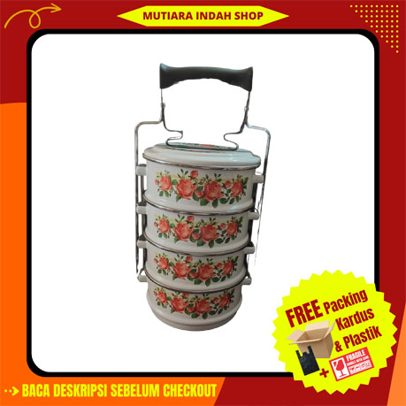 Jual Rantang Enamel Susun / Tempat Makan / Rantang Piknik Susun 4 ...