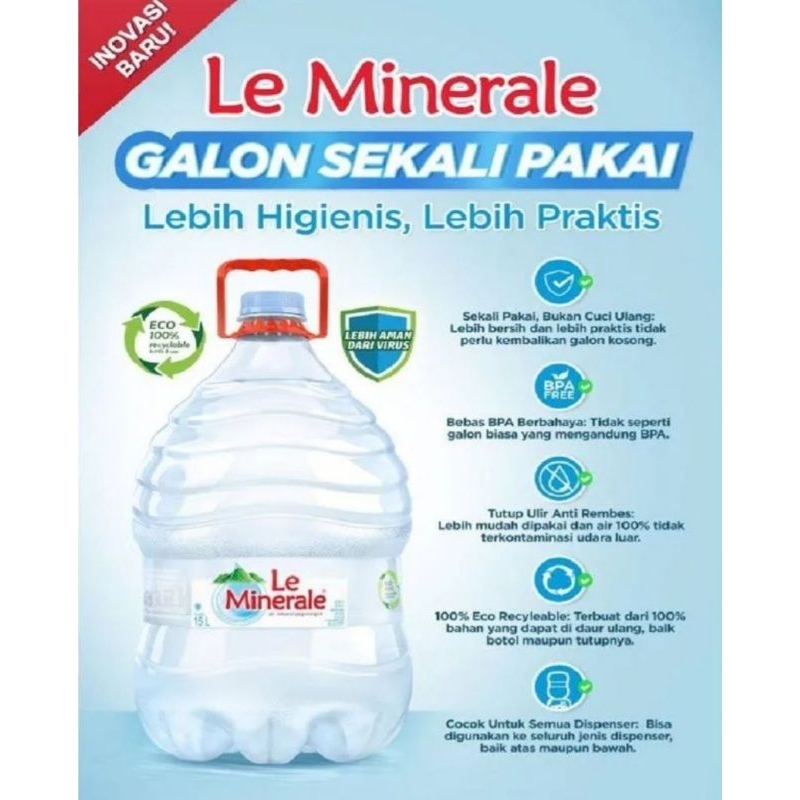 Jual Air Galon Le Mineral 15L + Isi Le Mineral Air Galon Original + Isi ...