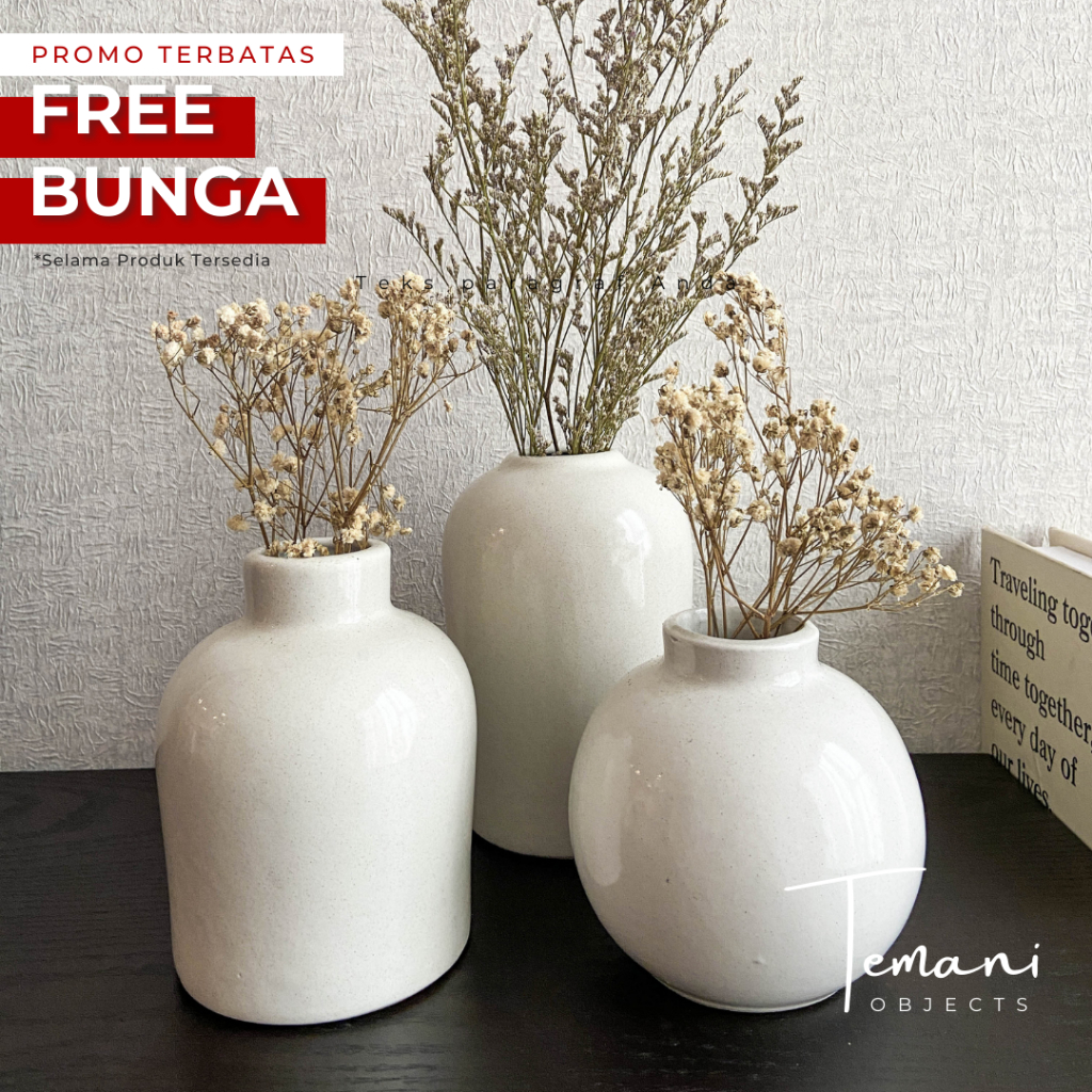 Jual Temani Objects - Vase Bunga Keramik Cantik- Luna Vase / Dekorasi ...