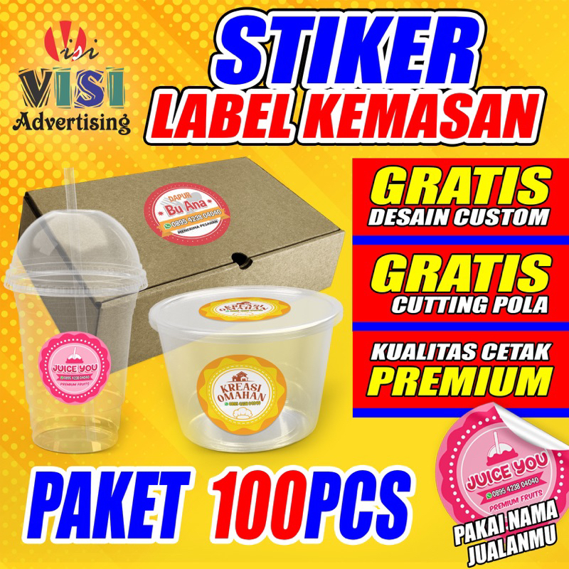 Jual (PAKET 100 pcs) STIKER JUALAN KEMASAN MAKANAN MINUMAN | Shopee ...