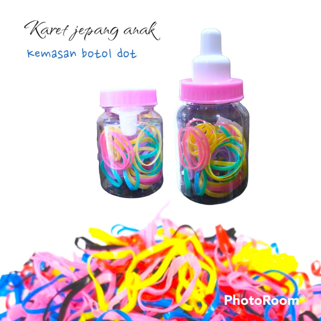 Jual Kucir Rambut Anak/Karet Jepang Warna Warni Kemasan Tabung Dot ...