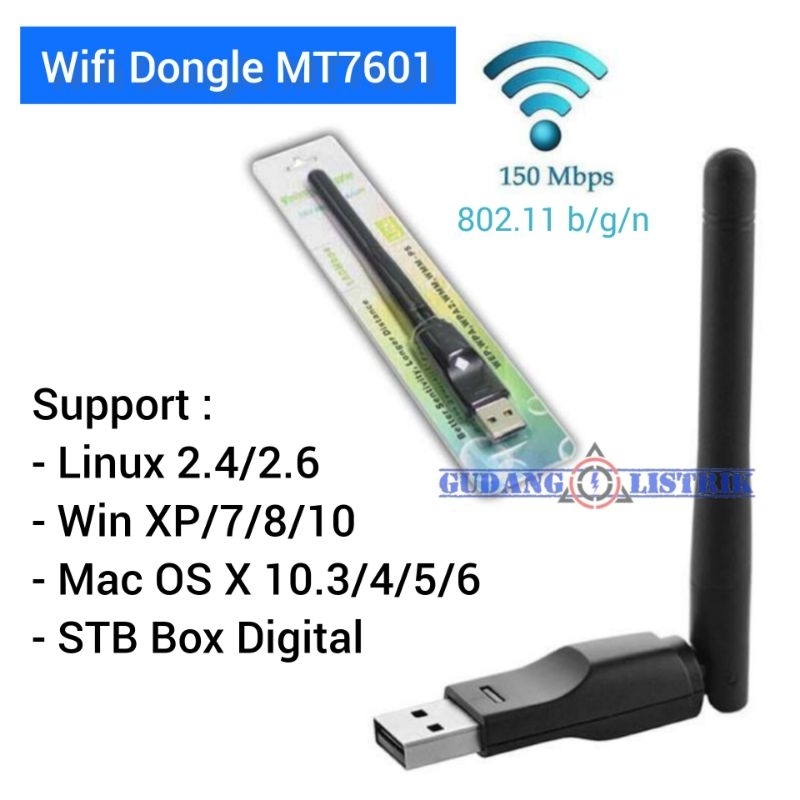 Jual MT7601 Wifi Dongle USB Wifi STB Set Top Box Digital PC Mac Laptop 150Mbps 2.4GHz | Shopee ...