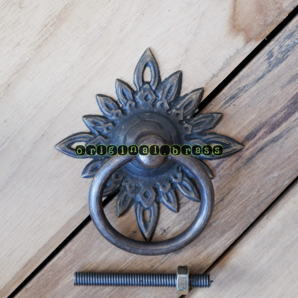 Jual Handle knop pintu lemari kuningan antik diameter 5cm | Shopee ...