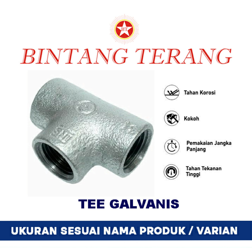 Jual Tee Galvanis 3/4" / Tee Besi Galvanis / Tee drat dalam BSPT | Shopee Indonesia