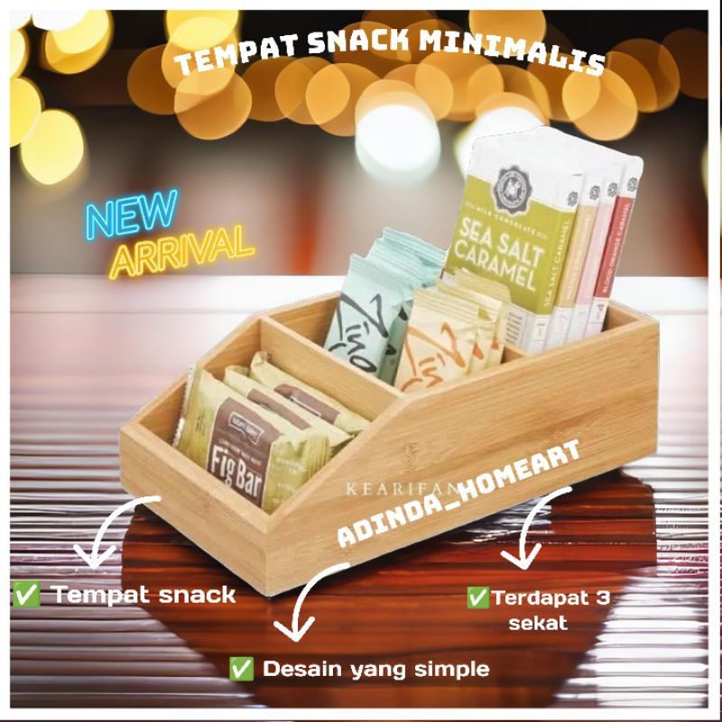 Jual Rak Kayu 3 Sekat Penyimpanan Snack Makanan Ringan/Kopi Instan ...