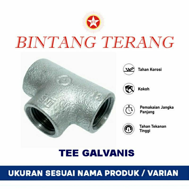 Jual Tee Galvanis Besi 3" / Tee 3" Galvanis / Tee Besi / Tee drat dalam ...