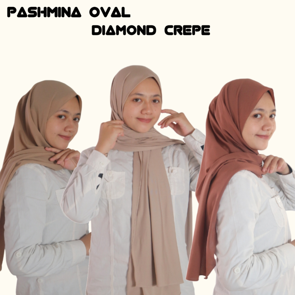 Jual PASHMINA OVAL DIAMOND CREPE | HIJAB PASHMINA CURVE | PASHMINA MODEL TERBARU | Shopee Indonesia