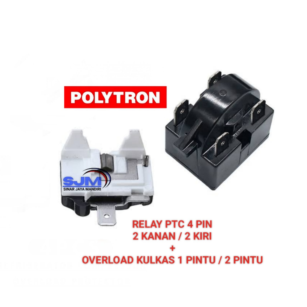 Jual Relay 4 Pin + Ptc Overload Kulkas 1 pintu / 2 pintu Polytron ...