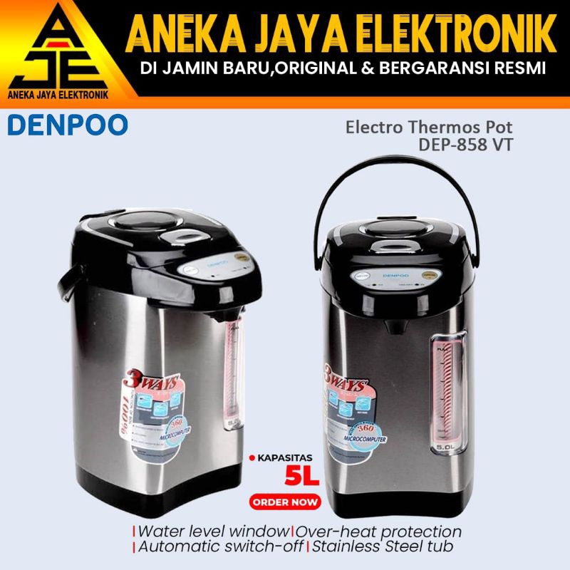 Jual THERMOS POT LISTRIK DENPOO PEMANAS AIR BODY STAINLESS STELL- DEP ...